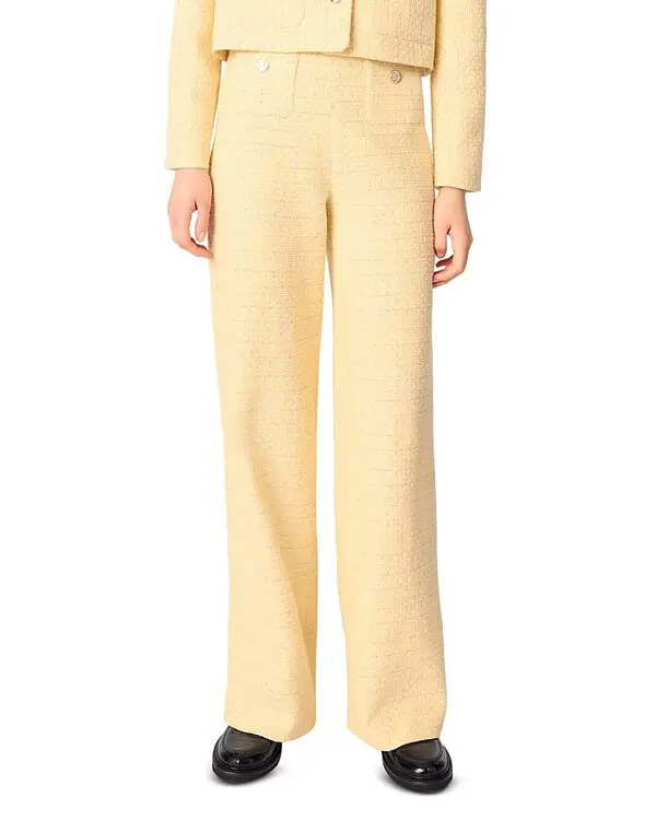 Maje Metallic Tweed Straight Leg Trousers