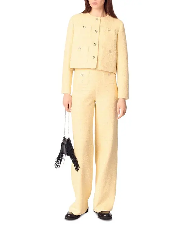 Maje Metallic Tweed Straight Leg Trousers