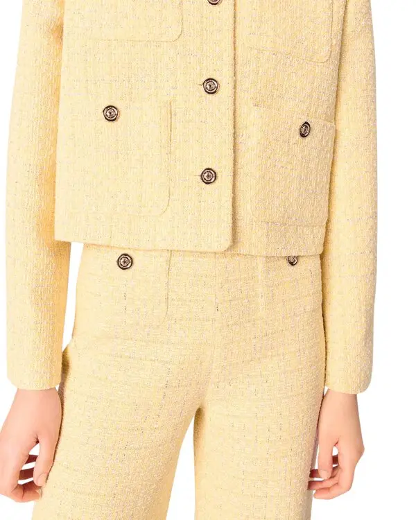 Maje Metallic Tweed Straight Leg Trousers