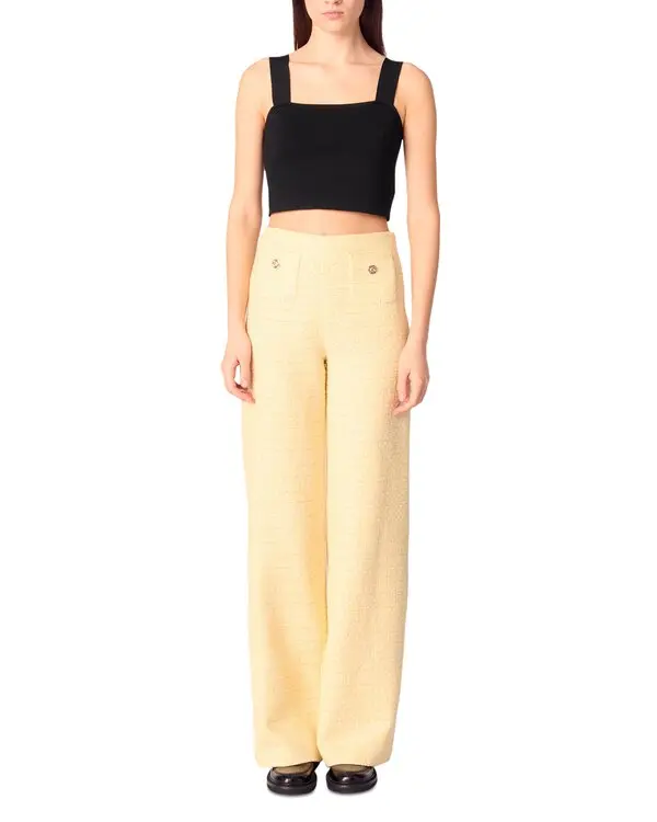 Maje Metallic Tweed Straight Leg Trousers