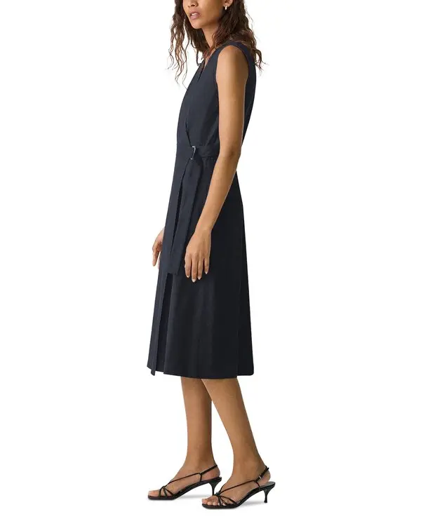 navy blue dress for baby girl Good Linen Sleeveless A-Line Wrap Dress main image 1