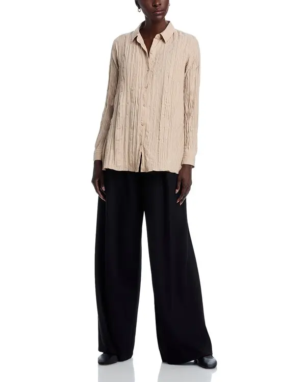 Eileen Fisher Classic Collar Crinkle Silk Shirt