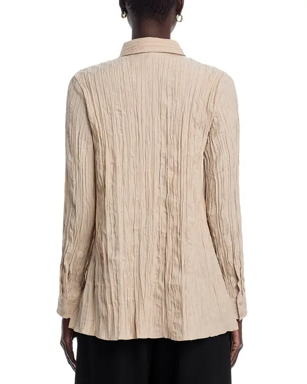 Eileen Fisher Classic Collar Crinkle Silk Shirt