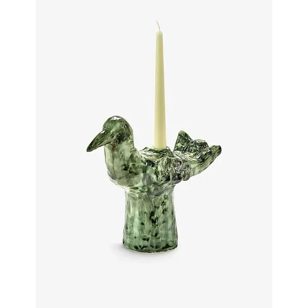 SERAX Cosas Lindas Stoneware Candle Holder 27.5cm - Green