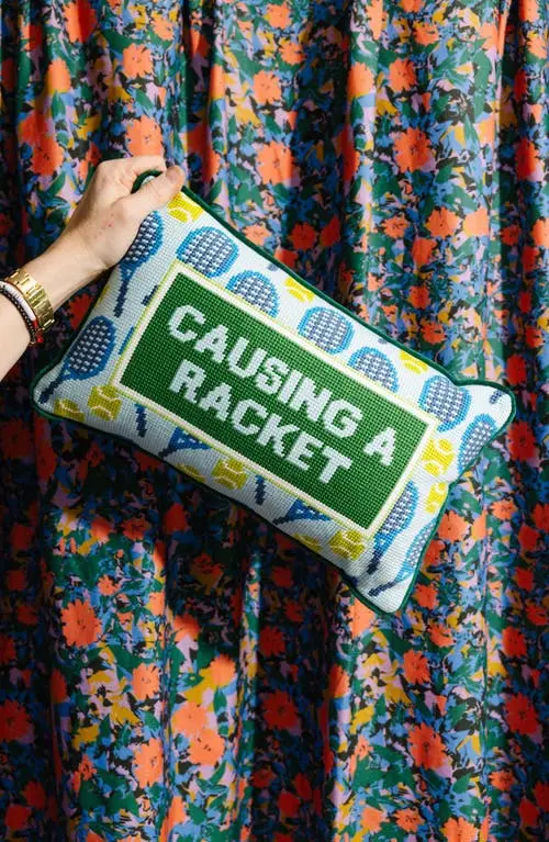 FURBISH Needlepoint Pillow - Causing A Racket