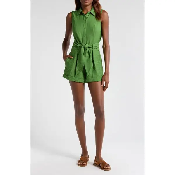 REISS Millie Belted Beach Cover-up Playsuit - Green