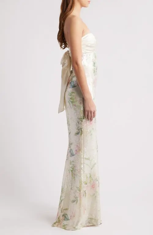 City Studio Strapless Sequin Gown In Ivory Pink Green - 59% Off |  Editorialist