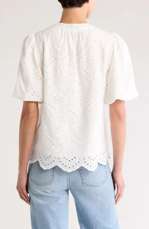 GIBSONLOOK Eyelet Bubble Sleeve Top