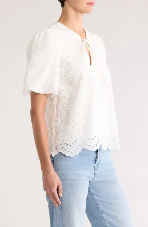 GIBSONLOOK Eyelet Bubble Sleeve Top