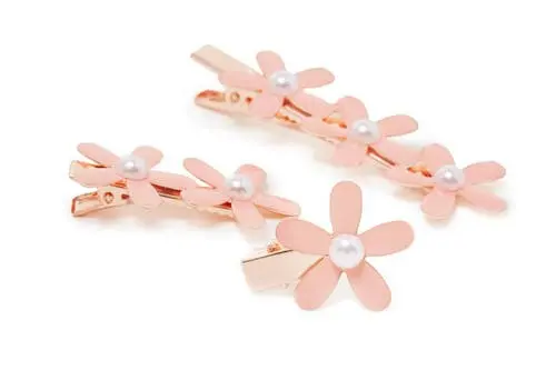 NUME Flower Hair Clip Set - Pink