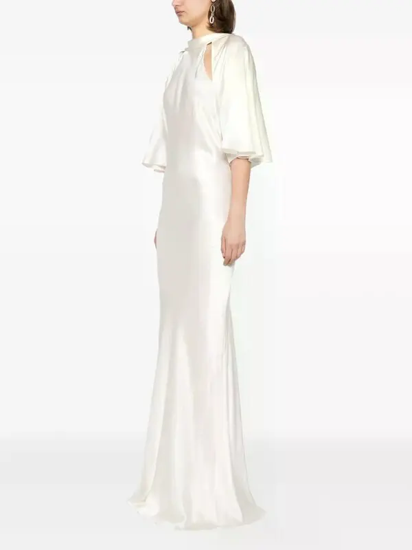 Michelle Mason Backless Halter-neck Gown - White