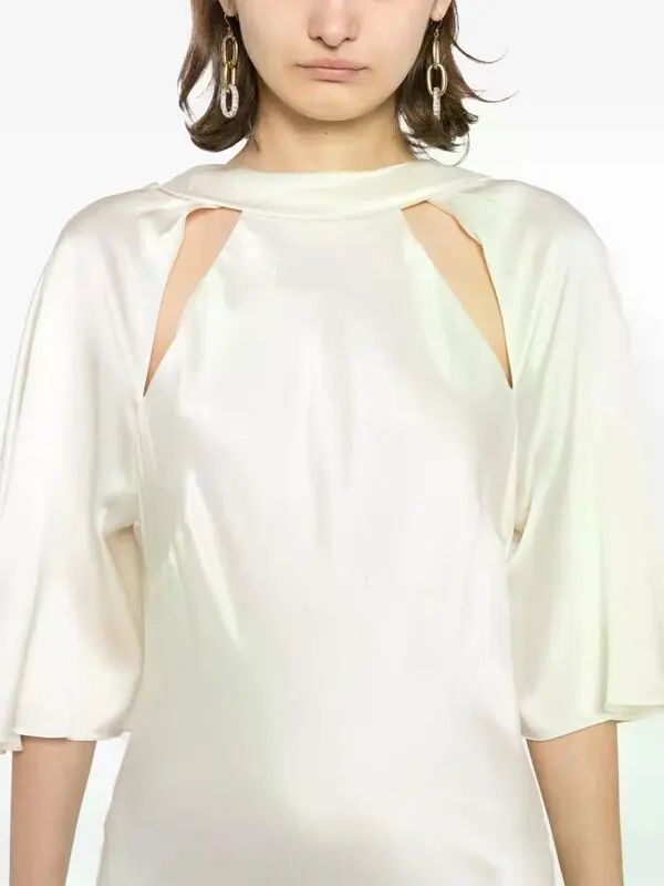 Michelle Mason Backless Halter-neck Gown - White