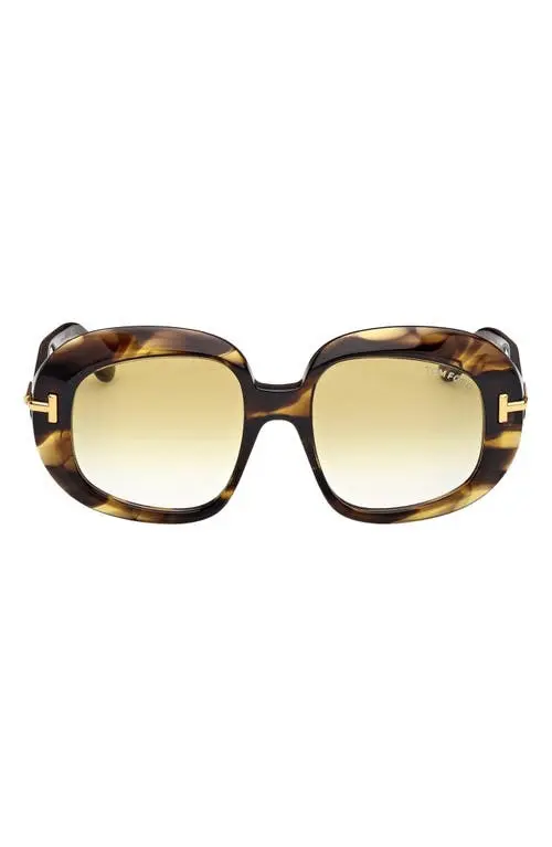 TOM FORD Icon 53mm Round Sunglasses - Brown Amber / Golden Olive
