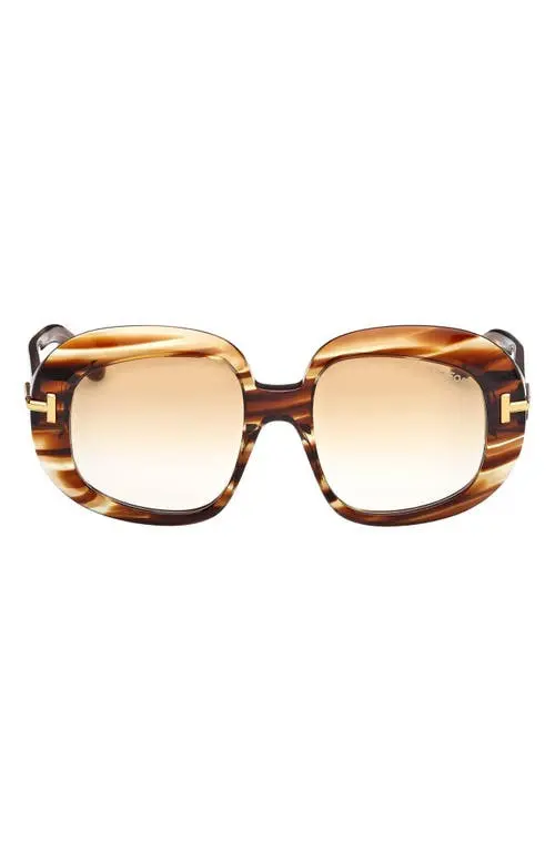 TOM FORD Icon 53mm Round Sunglasses - Brown Yellow / Grad Amber