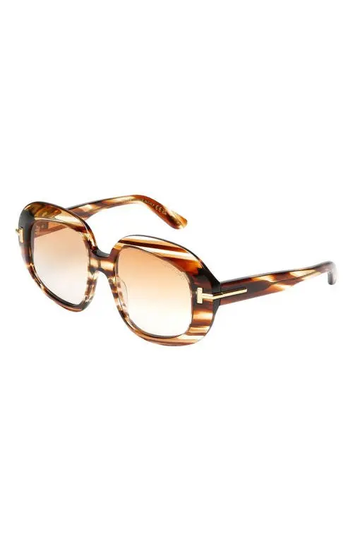 TOM FORD Icon 53mm Round Sunglasses - Brown Yellow / Grad Amber