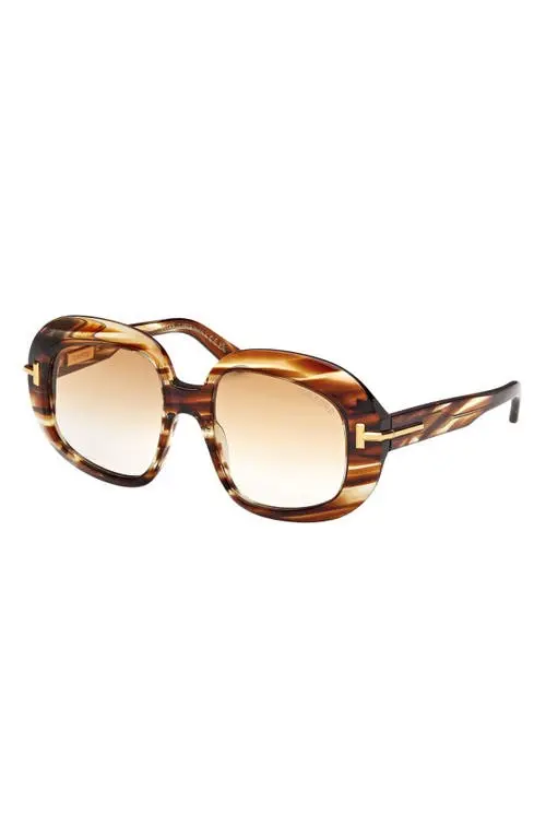 TOM FORD Icon 53mm Round Sunglasses - Brown Yellow / Grad Amber