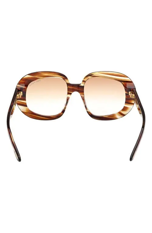 TOM FORD Icon 53mm Round Sunglasses - Brown Yellow / Grad Amber