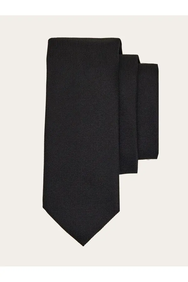 FERRAGAMO Jacquard Neck Tie - Black