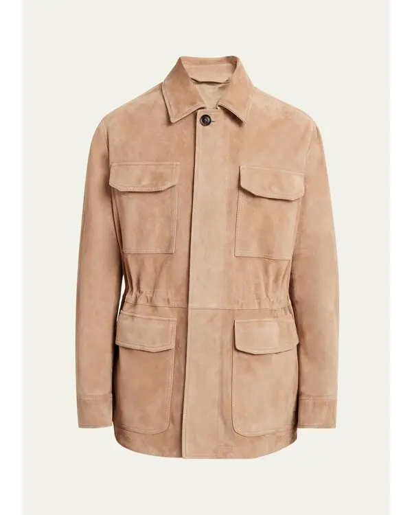 Brioni Lambskin Suede Field Jacket - Brown
