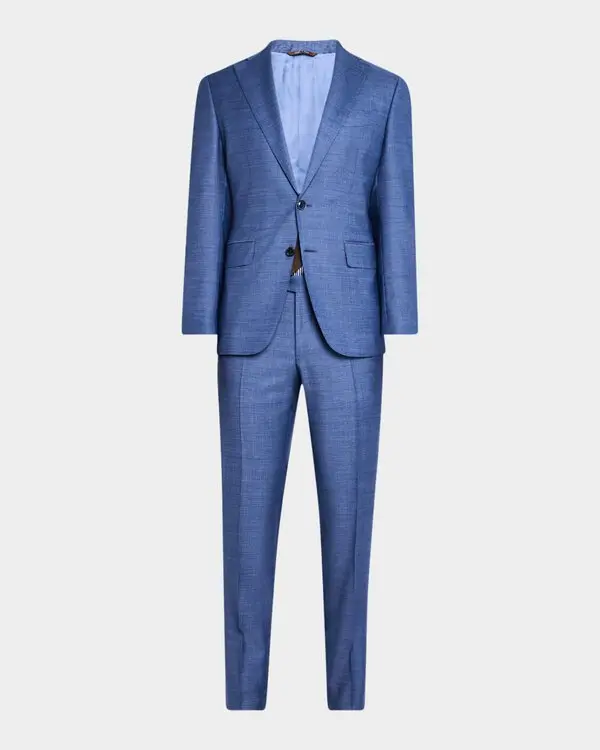 Canali Textured Solid Suit - Med Blue