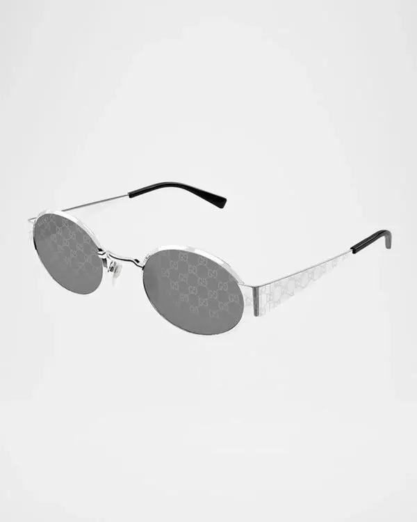 Gucci Monogram Round Sunglasses - Silver