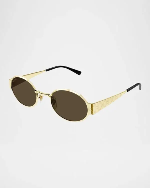 Gucci Gg Monogram Metal Oval Sunglasses