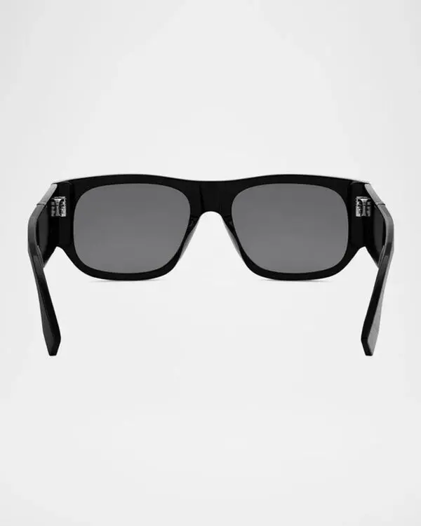 Fendi Diagonal Rectangle Sunglasses - Shiny Blacksmoke