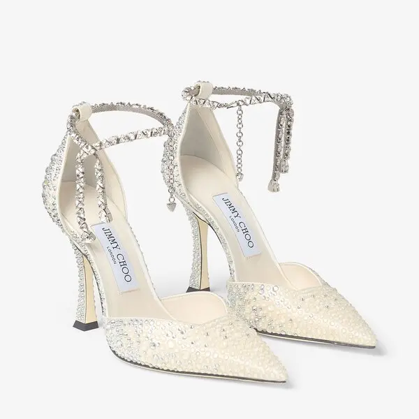 JIMMY CHOO Stevie 100 Crystal-embellished Pumps - Neutral