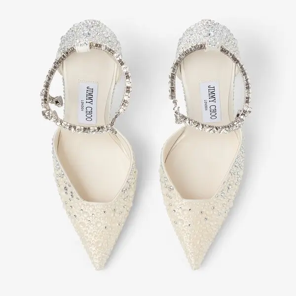 JIMMY CHOO Stevie 100 Crystal-embellished Pumps - Neutral