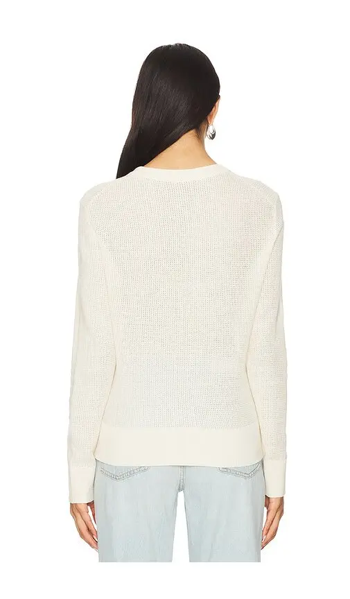 Enza Costa Linen Open Knit Crewneck Sweater