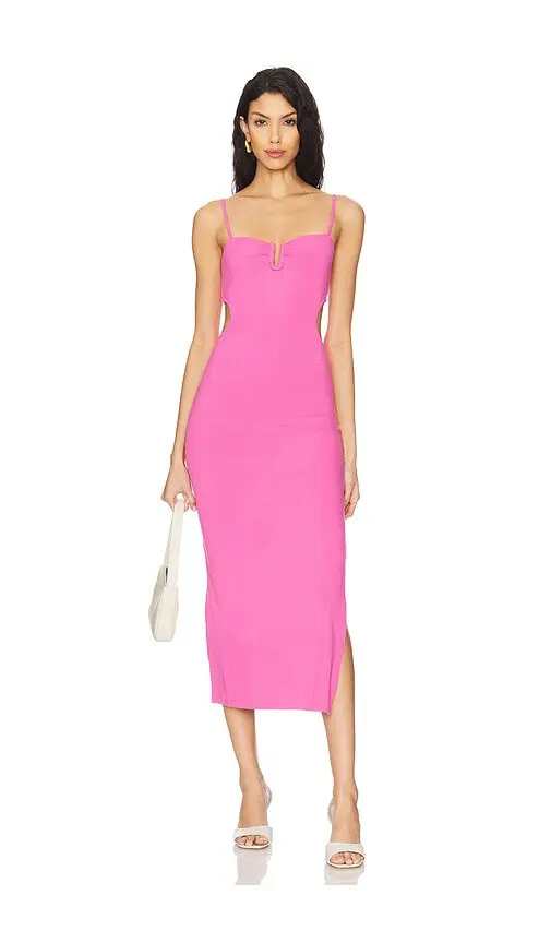L*Space Ribbed Cut Out Midi Dress - Pink
