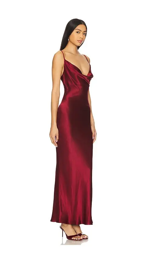 SNDYS. X Skin Satin Dress - Burgundy