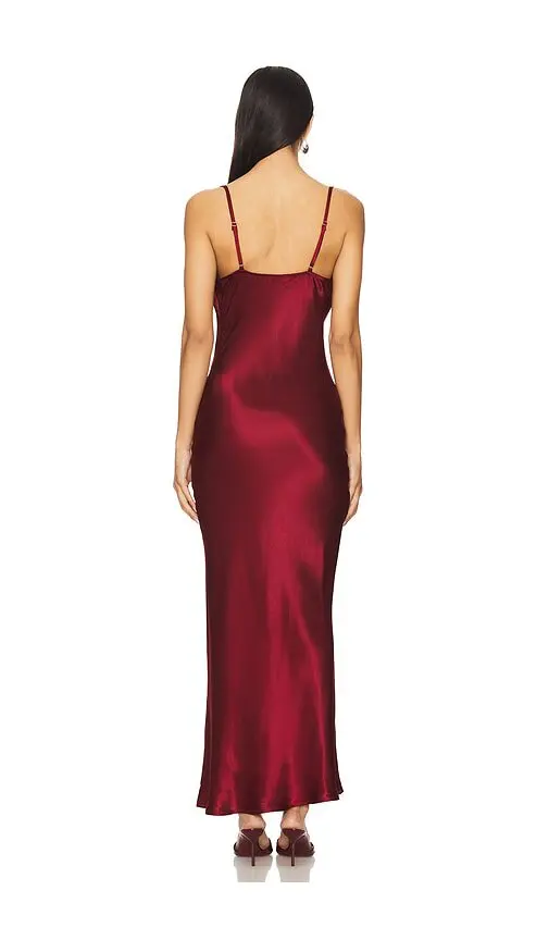 SNDYS. X Skin Satin Dress - Burgundy