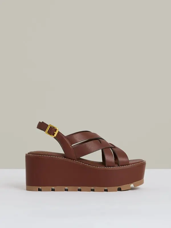 REISS Naomi Leather Platform Sandals