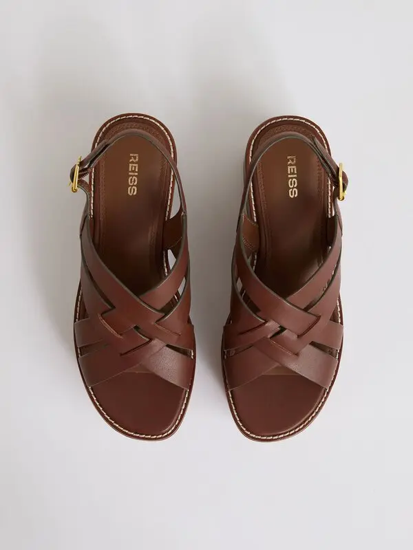 REISS Naomi Leather Platform Sandals