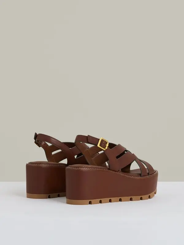 REISS Naomi Leather Platform Sandals