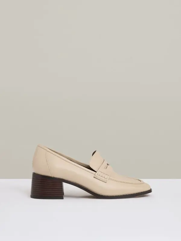 REISS Heidi Leather Block-heel Loafers