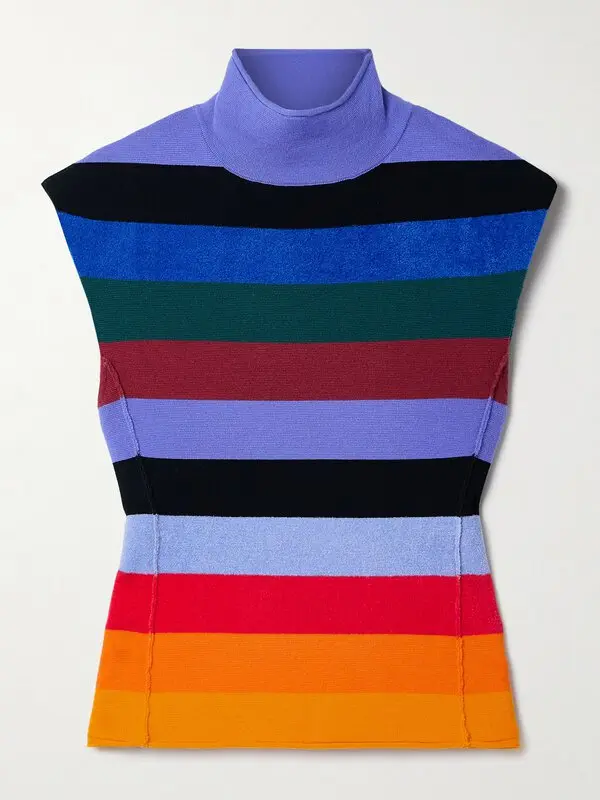 Christopher John Rogers Striped Wool-blend Turtleneck Tank