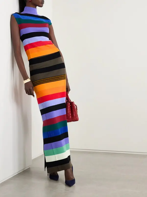 Christopher John Rogers Striped Wool-blend Turtleneck Tank