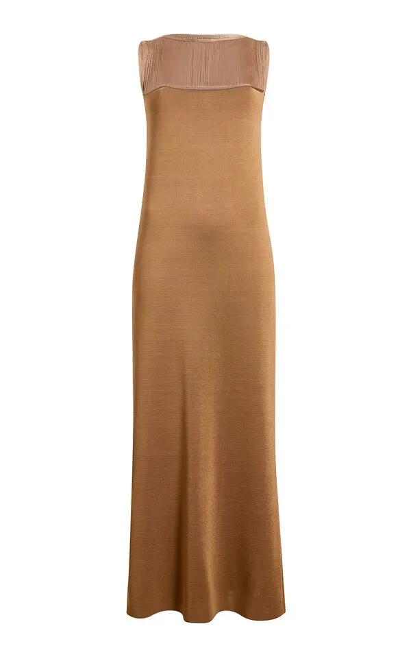 Khaite Ruslan Fringed Knit Maxi Dress - Gold
