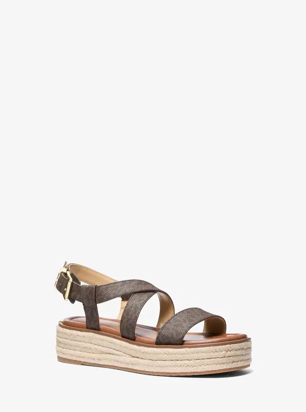 Michael Kors Lynn Signature Logo Platform Espadrille Sandal - Brown
