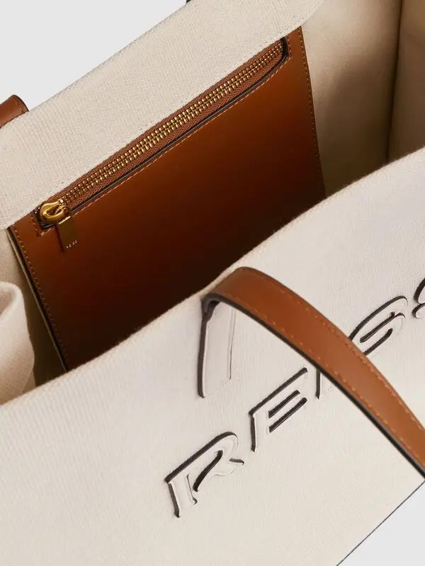 REISS Canvas Logo Tote Bag