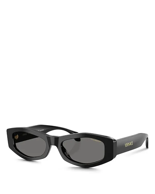 Versace Ve4487 Oval Sunglasses, 54mm - Black