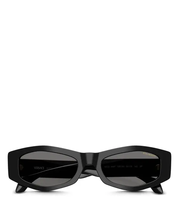 Versace Ve4487 Oval Sunglasses, 54mm - Black