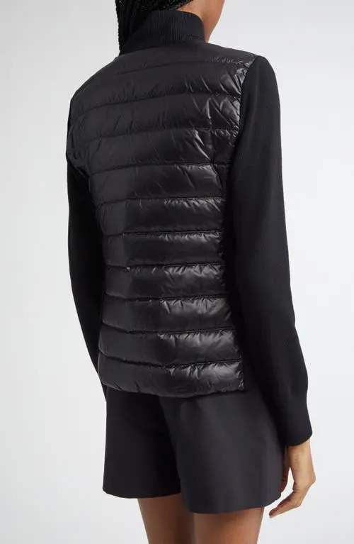 Moncler Wool Knit & Down Cardigan - Black