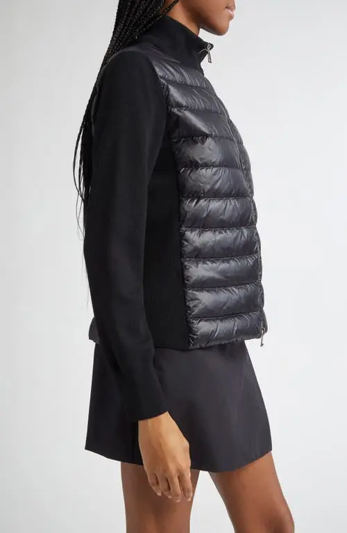 Moncler Wool Knit & Down Cardigan - Black