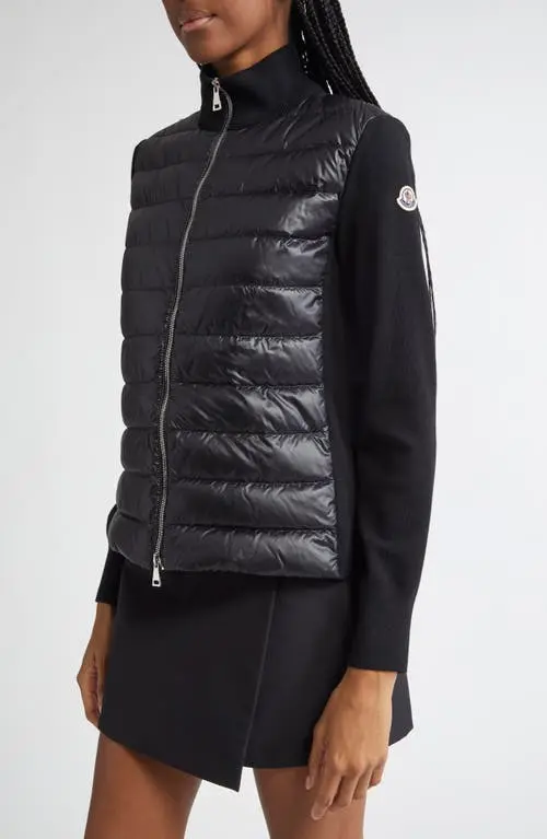 Moncler Wool Knit & Down Cardigan - Black