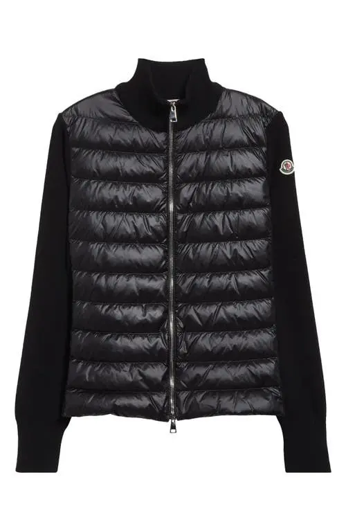 Moncler Wool Knit & Down Cardigan - Black