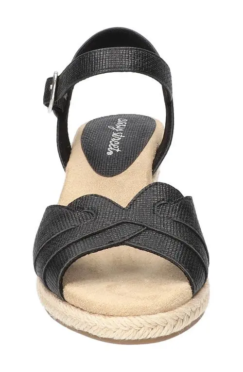 EASY WORKS BY EASY STREET Miramar Ankle Strap Wedge Sandal - Black