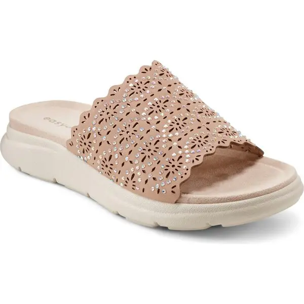 Easy Spirit Alora Studded Slide Sandal - Light Natural